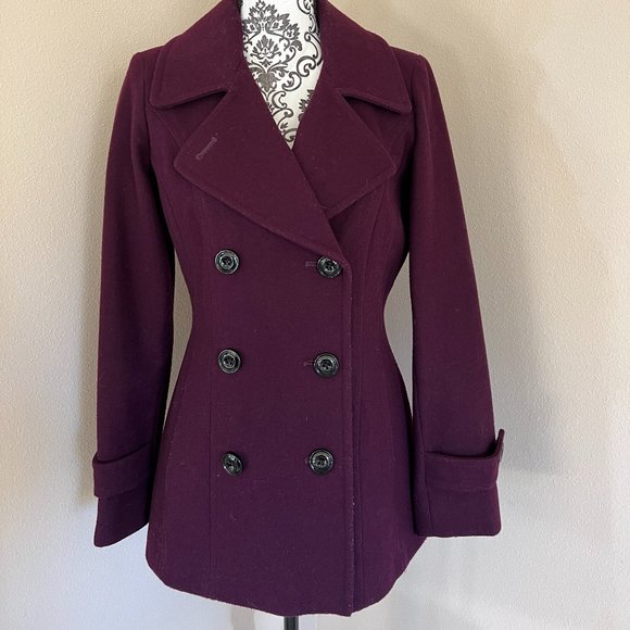 Jason Kole | Jackets & Coats | Jason Kole Double Breasted Wool Blend Pea Coat Deep Purple Size ...